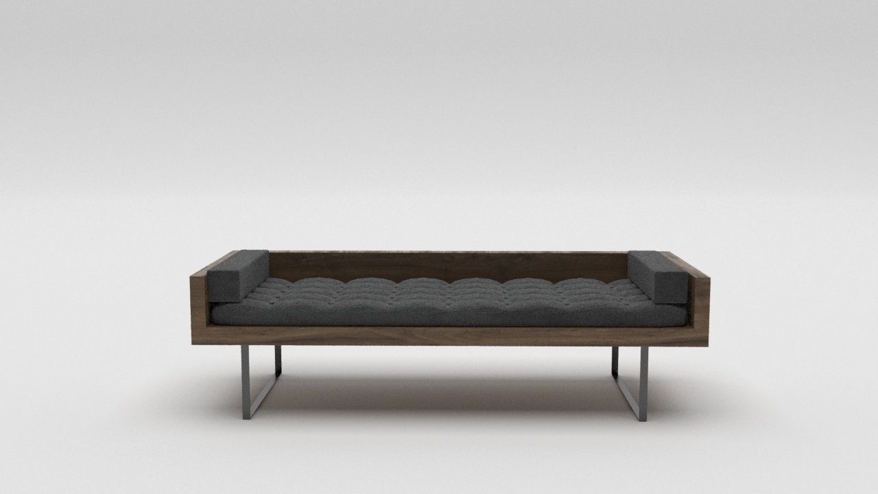 sofas wooden bench with cushion 3D model animated | CGTrader