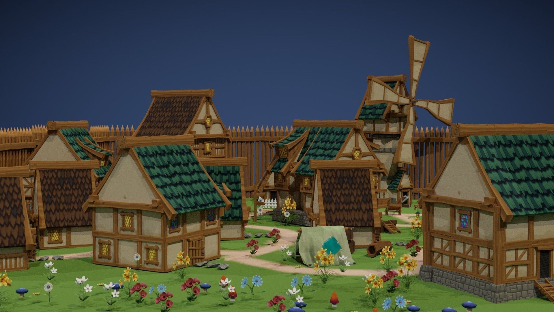 3D model Low Poly Medieval Village Pack VR / AR / low-poly | CGTrader