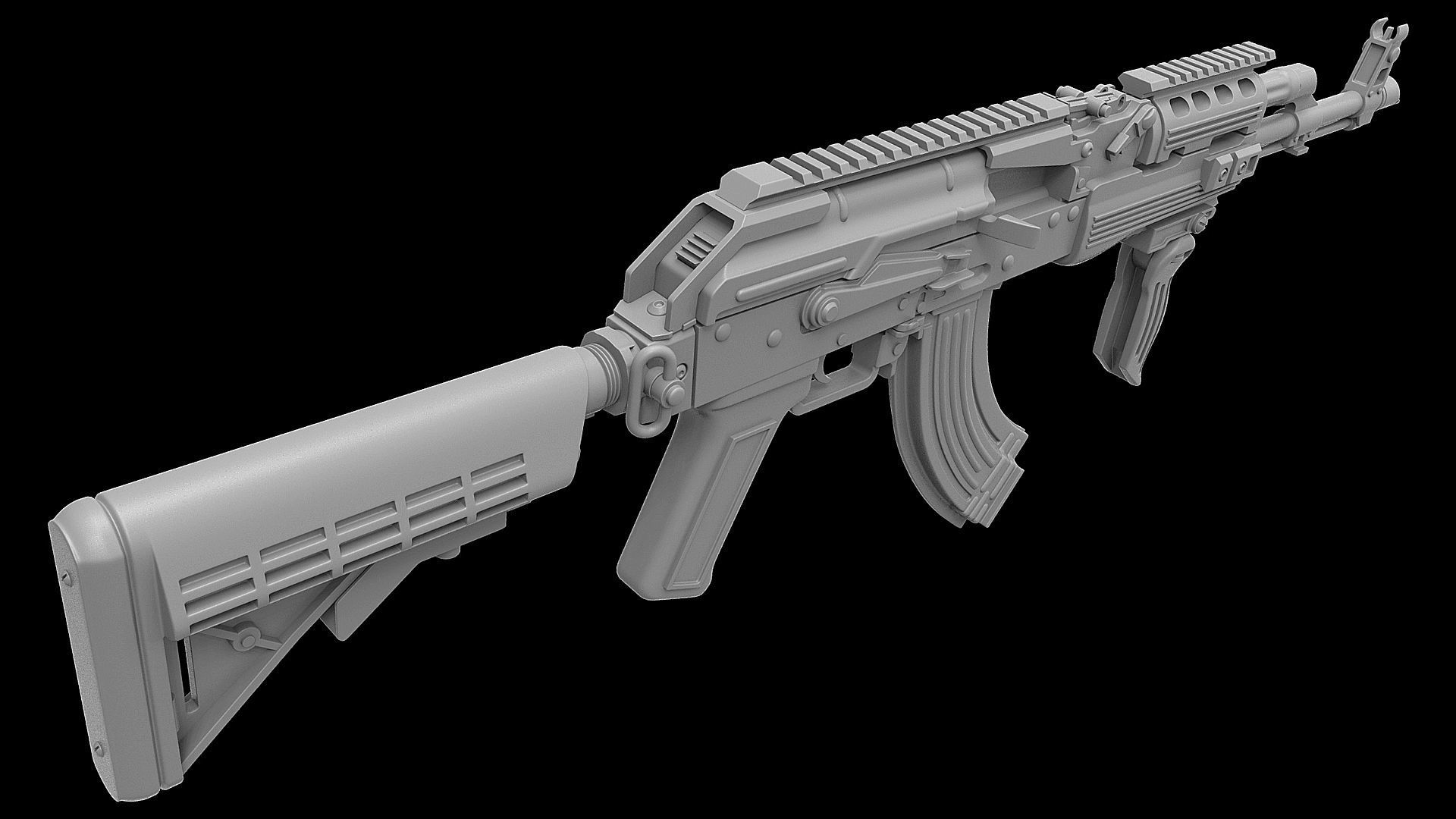 Ak 47 tactical ris m4 stock 3D model | CGTrader