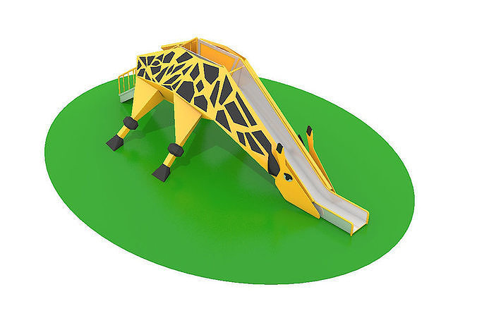 3-12 years old Kids outdoor playground giraffe slide 3D model | CGTrader