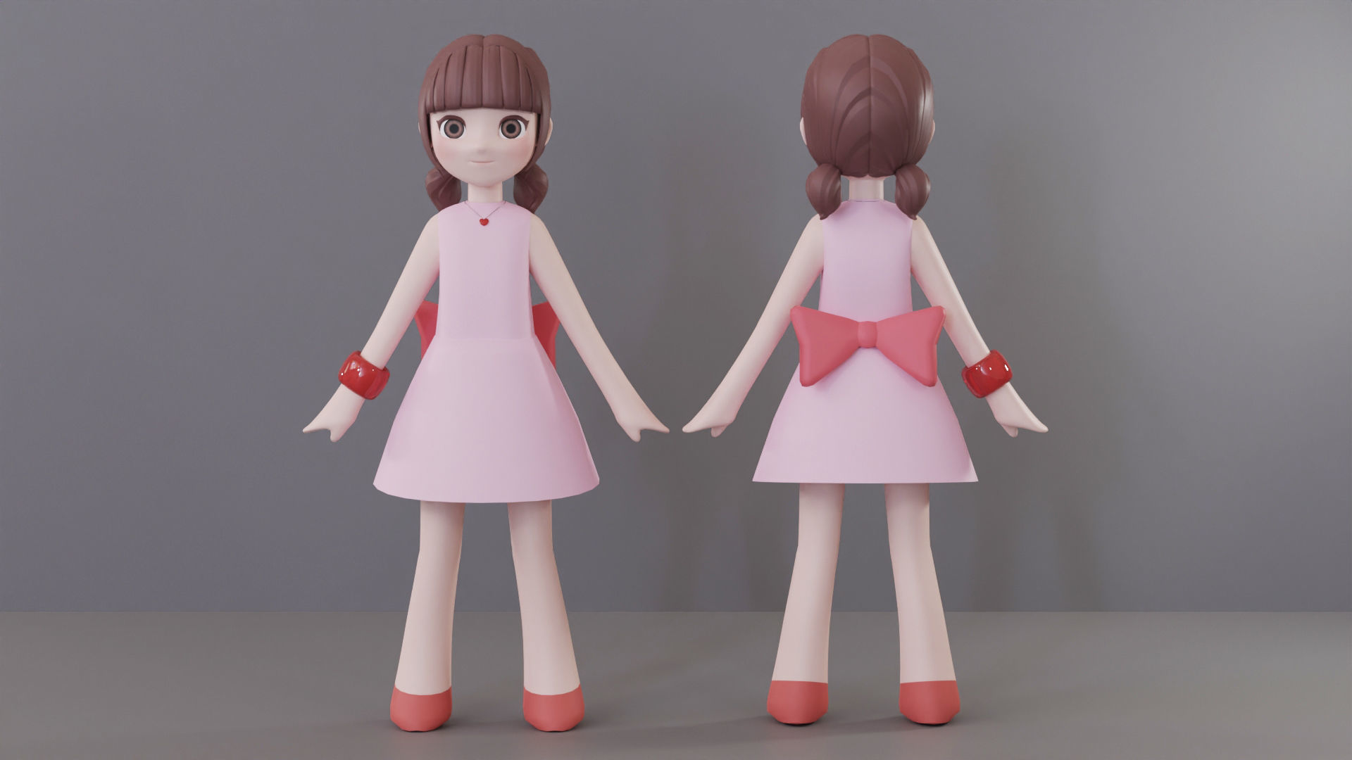Minimal Girl Cartoon Character 3D model | CGTrader