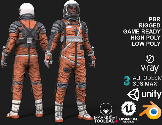 3D model CS04 Space Suit LITE VERSION 2 VR / AR / low-poly rigged ...