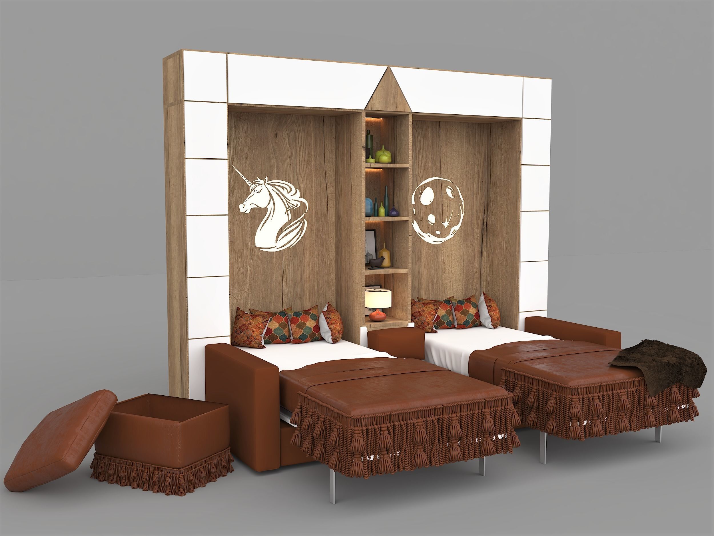 MURPHY TWIN BED 3D model rigged | CGTrader