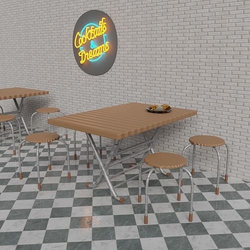Fastfood table set 3D model | CGTrader