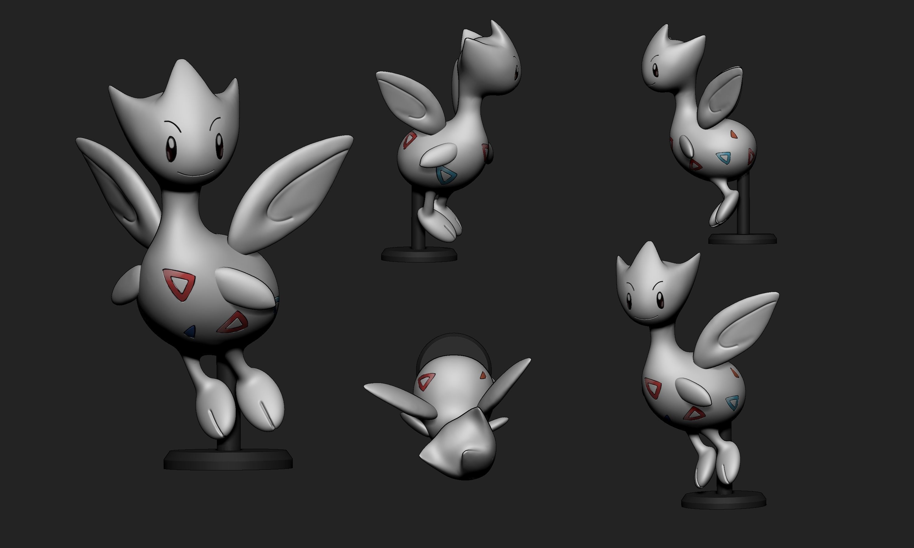 Pokemon - Togepi Togetic and Togekiss with 2 poses 3D model 3D ...