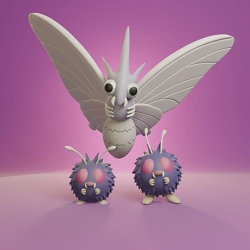 Pokemon - Venonat and Venomoth 3D model 3D printable | CGTrader