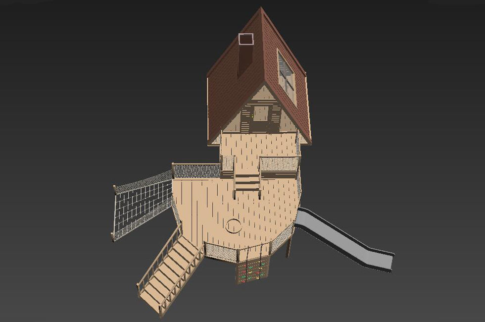 grove wooden game cabin playground 3D model | CGTrader
