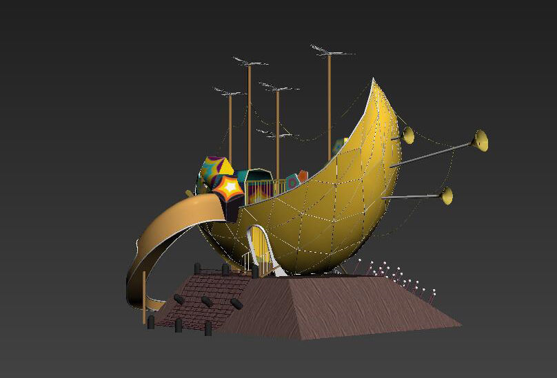 Scenic spot moon ship theme kids playground equipment 3D model | CGTrader
