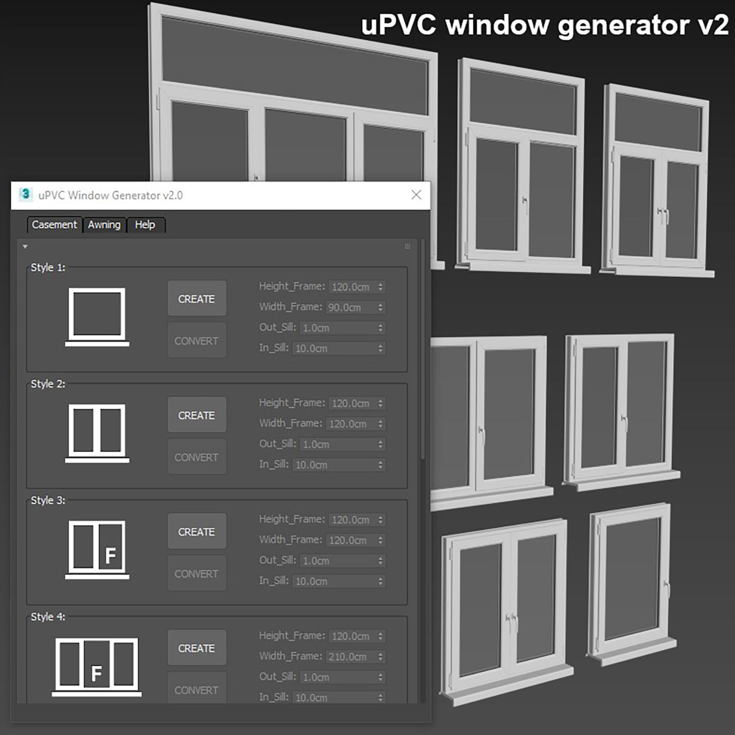 uPVC Window Generator v2 with 16 style 3D model | CGTrader