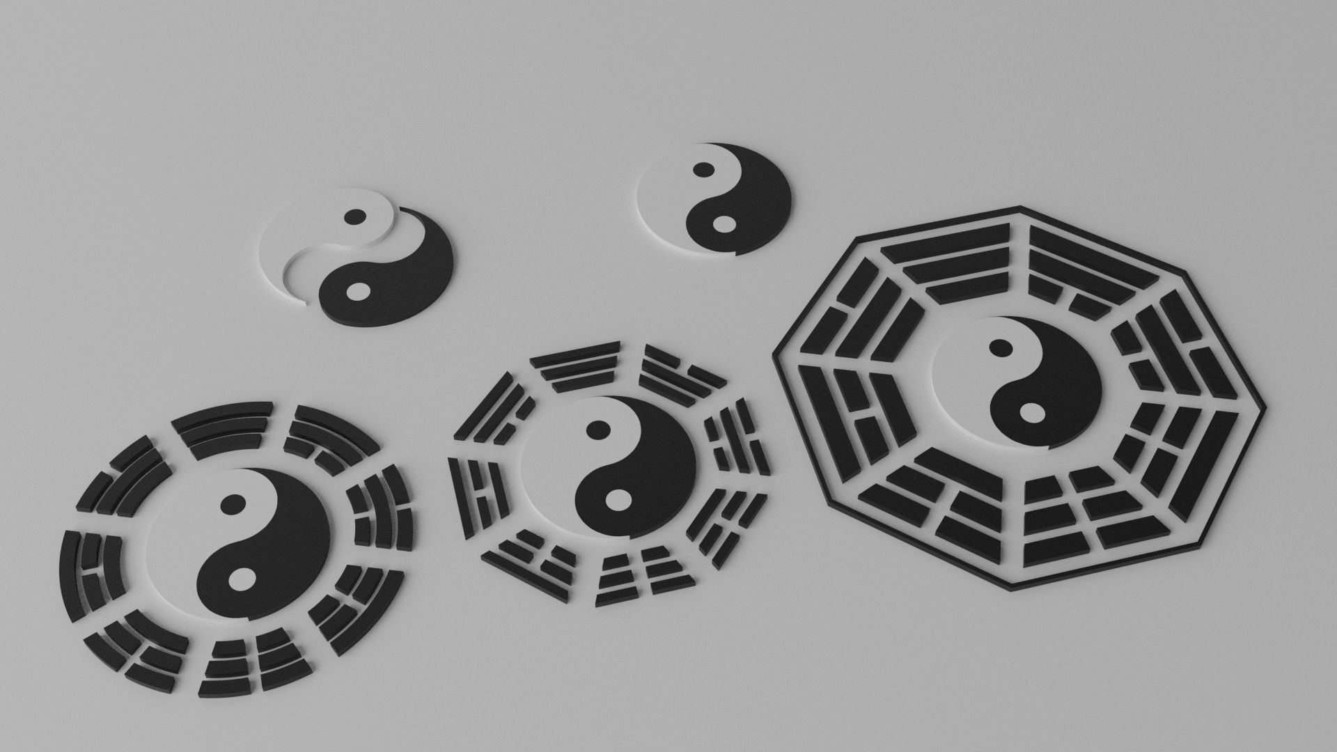 3D model Tai Chi Yin Yang Bagua Tao VR / AR / low-poly | CGTrader