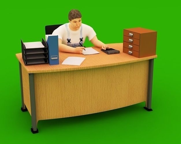 Remote male worker 3D model animated rigged | CGTrader