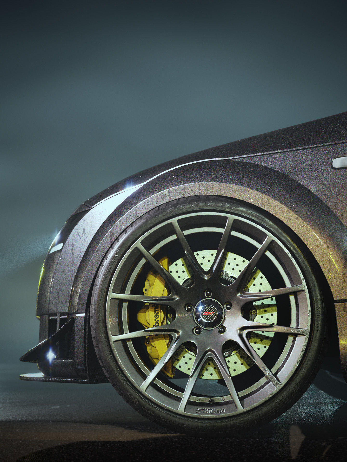 3D model Rim 5Zigen ZR and Tire Dunlop Sport Maxx Low Poly VR / AR ...