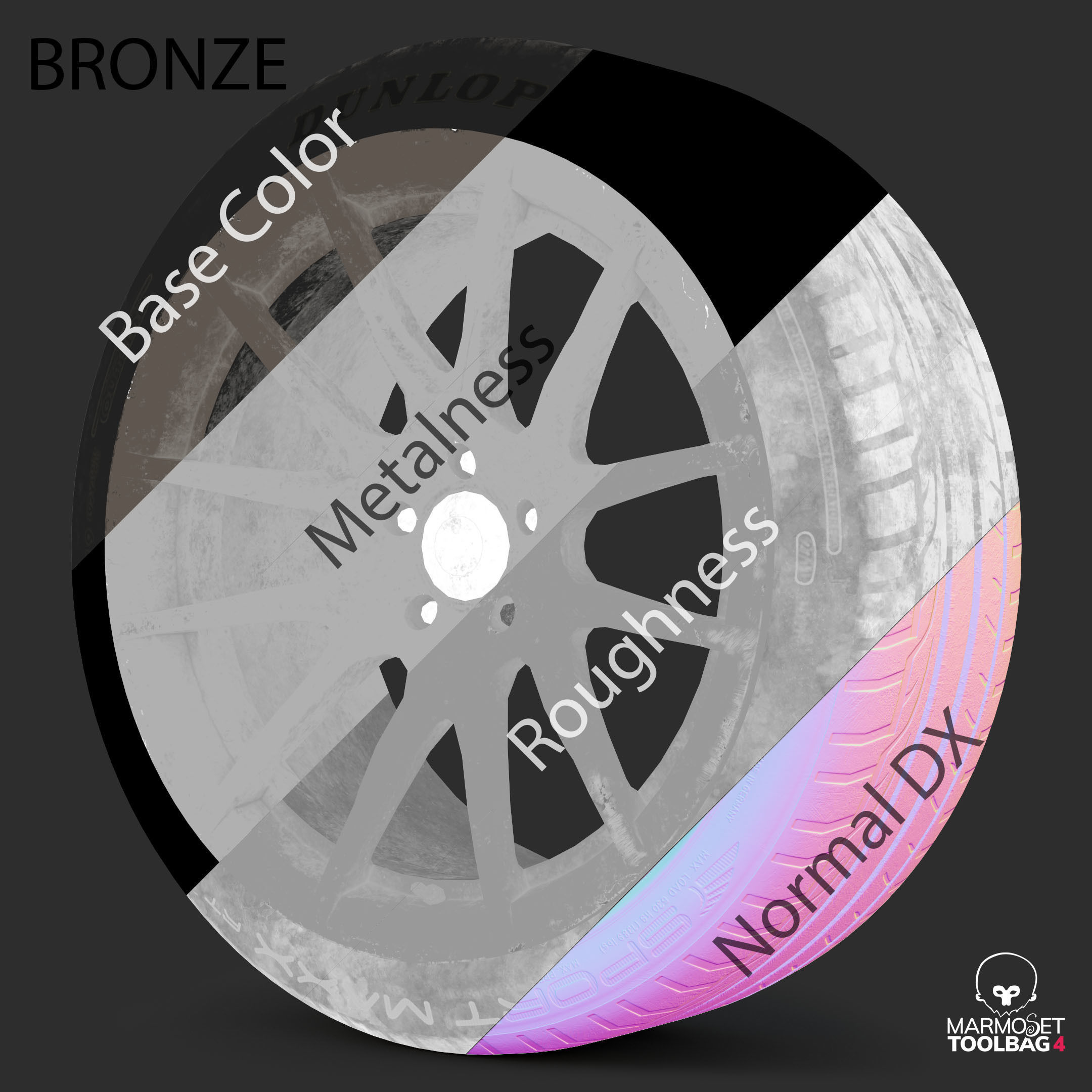 3D model Rim 5Zigen ZR and Tire Dunlop Sport Maxx Low Poly VR / AR ...