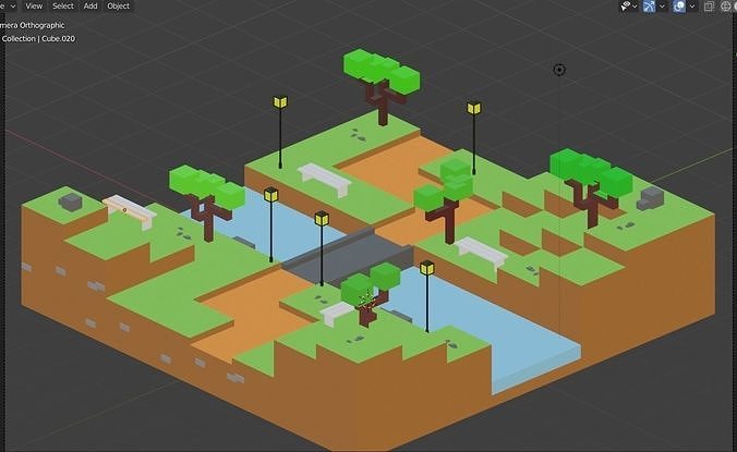 3D model Low Poly Park Model city in unity VR / AR / low-poly | CGTrader