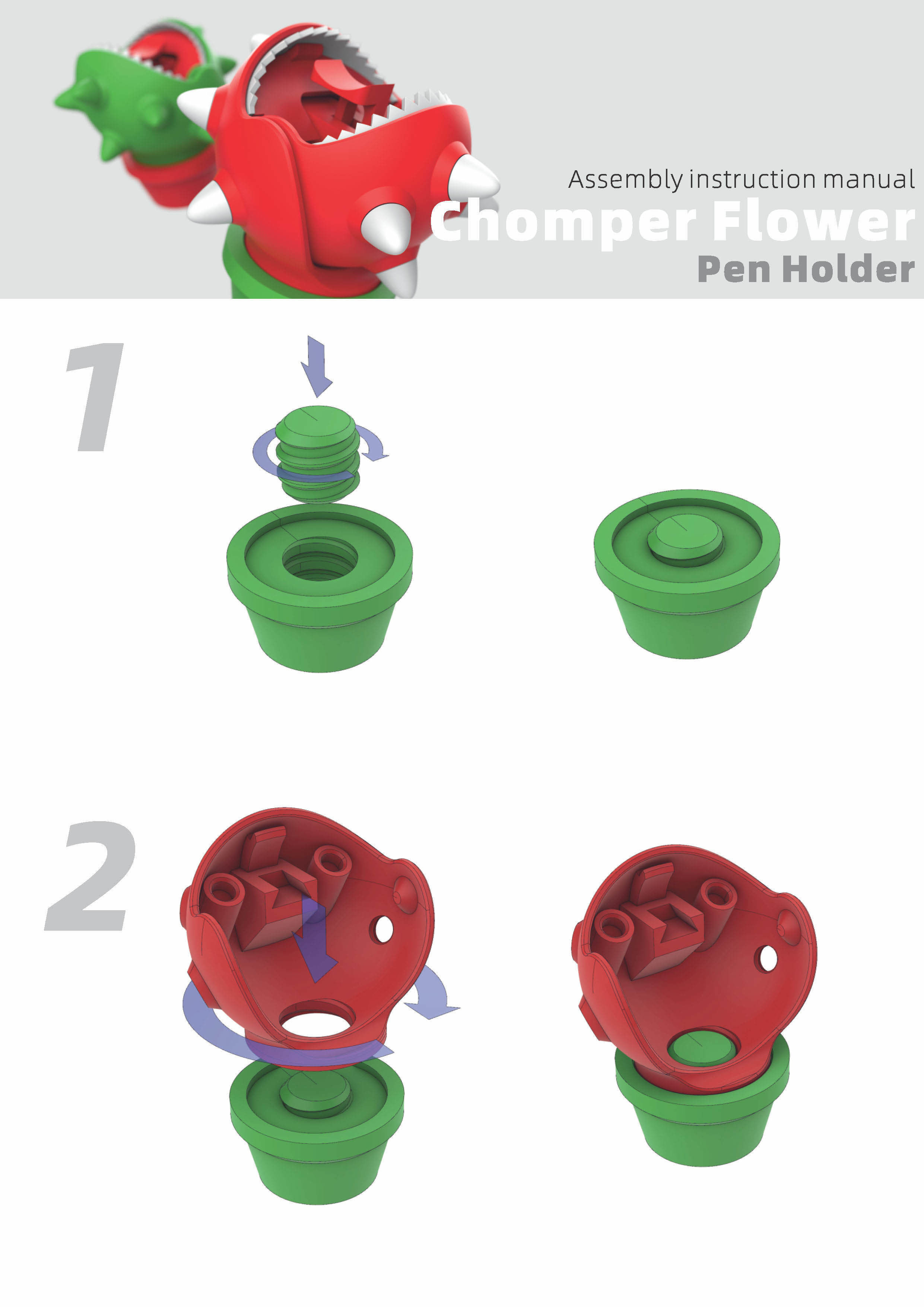 Chomper Flower Pen Holder 3D model 3D printable | CGTrader