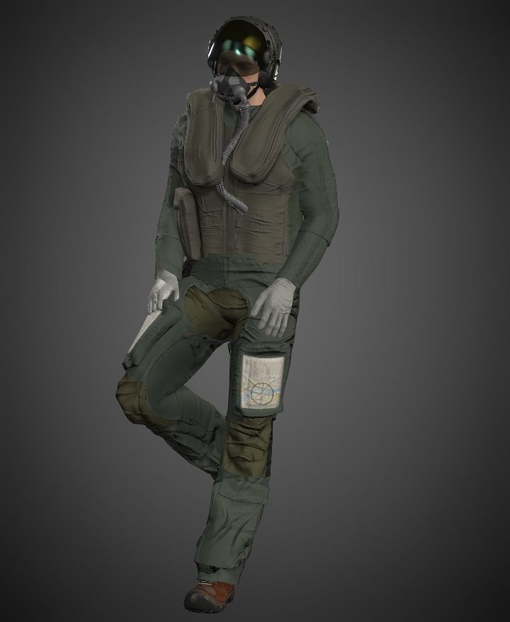 Jet fighter pilot F-35 suit 3D model rigged | CGTrader
