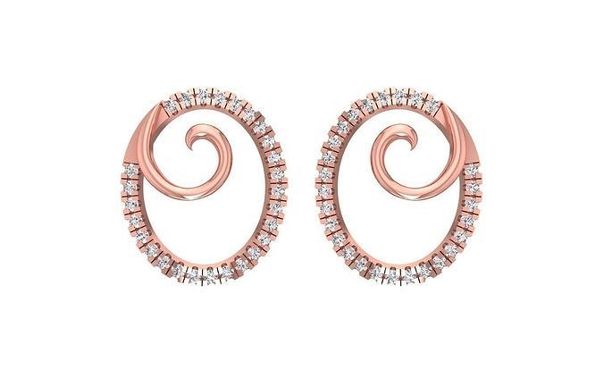 Round Stud Women Earrings 3dm STL OBJ FBX Render Details 3D model 3D ...