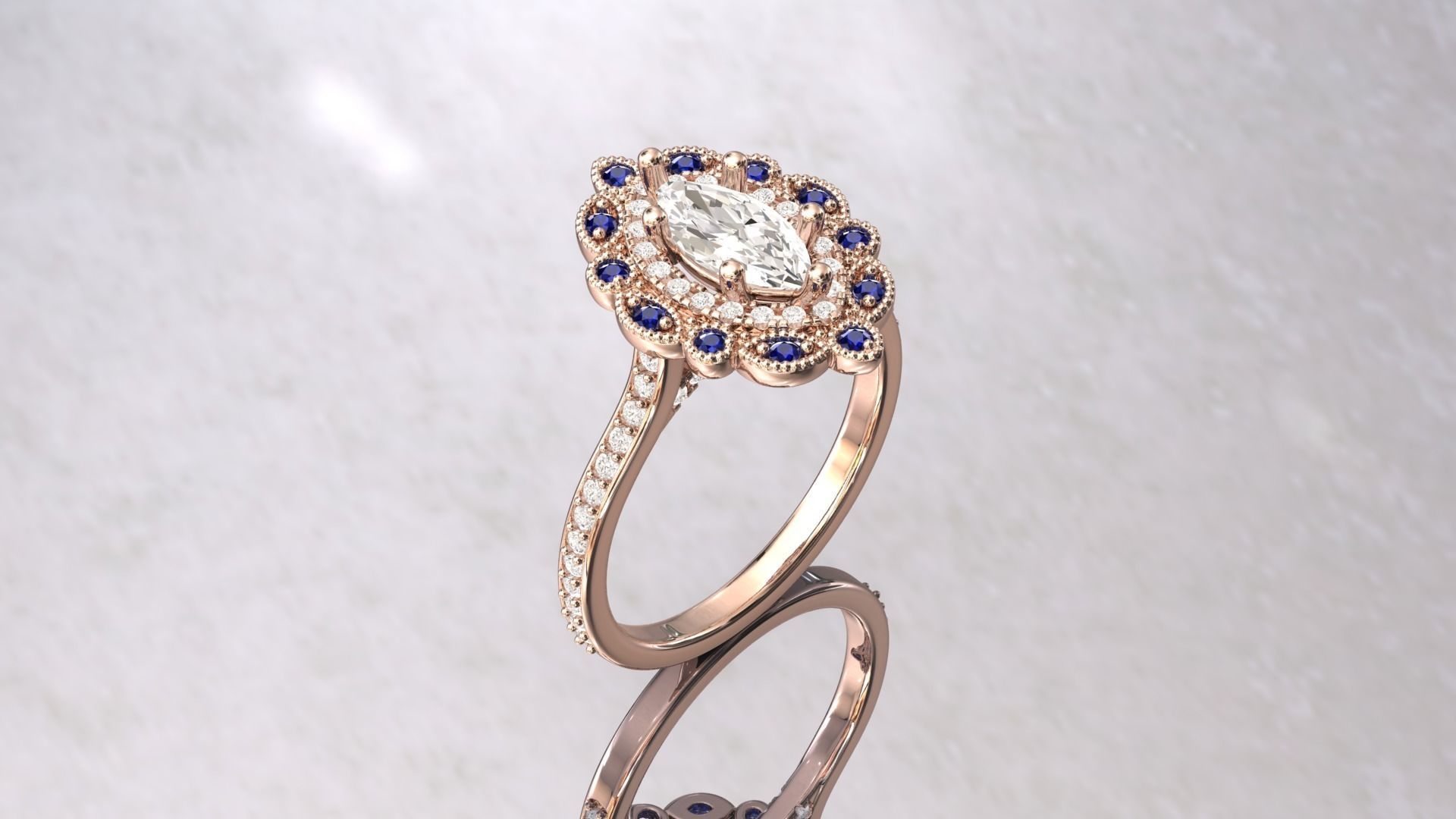 Marquise Engagement Ring Design 3D model 3D printable | CGTrader
