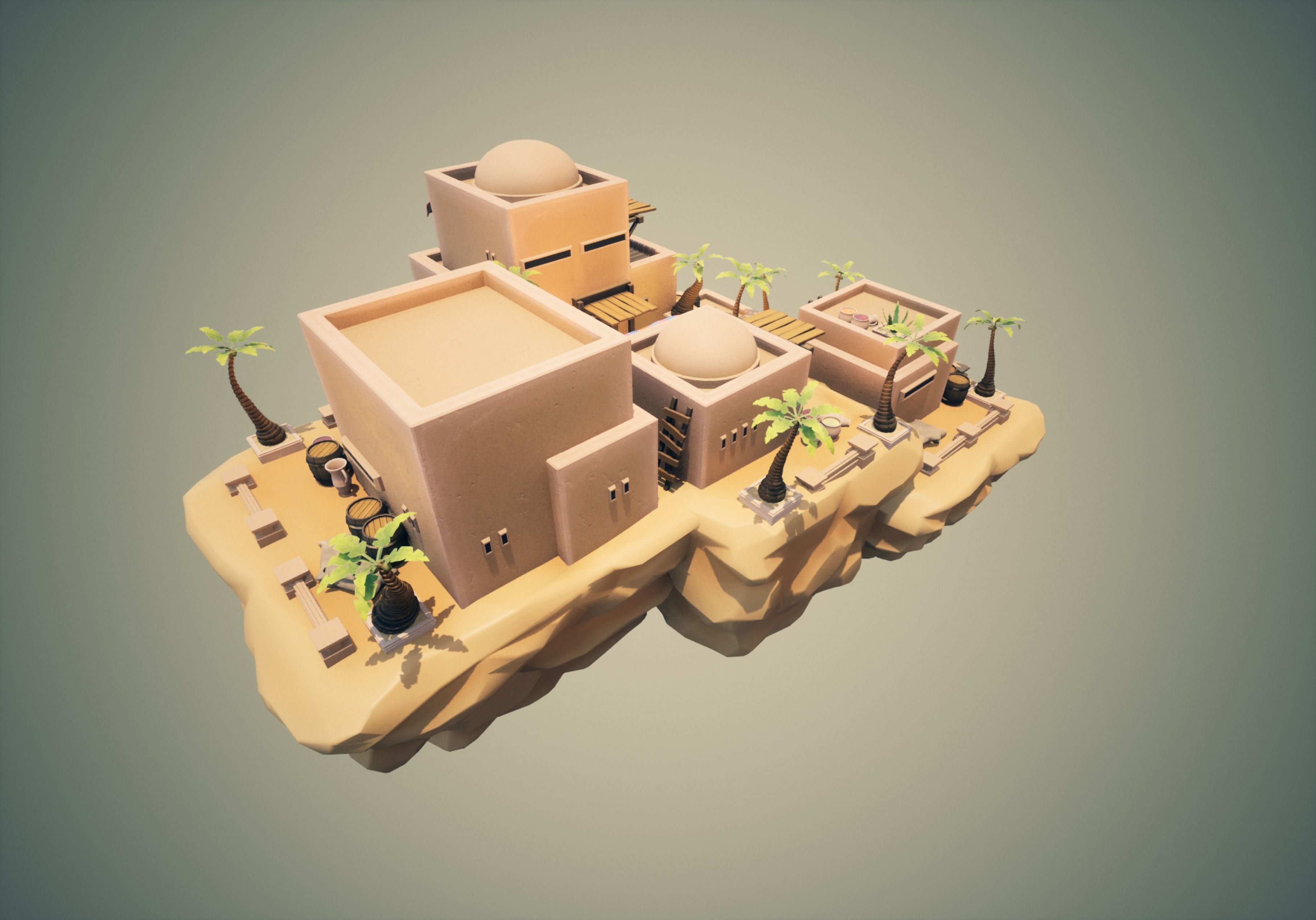 3D model Stylized Desert Town Environment Modular Pack VR / AR / low ...