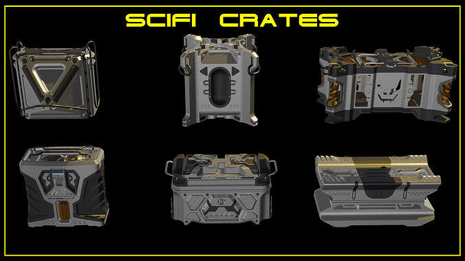 6 SciFi Crates 3D model | CGTrader