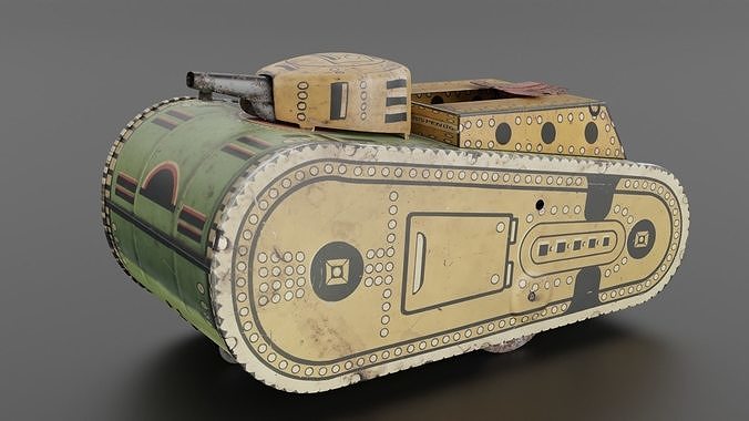 Vintage 1940s Childs Toy Tank - PBR 3D model | CGTrader