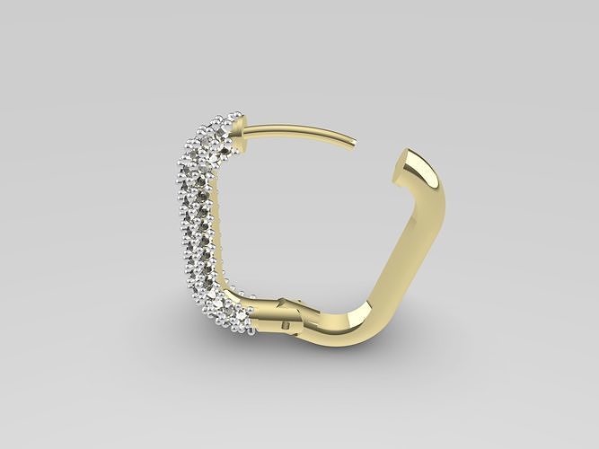 Earrings square diamond hoop earring 3D model 3D printable | CGTrader