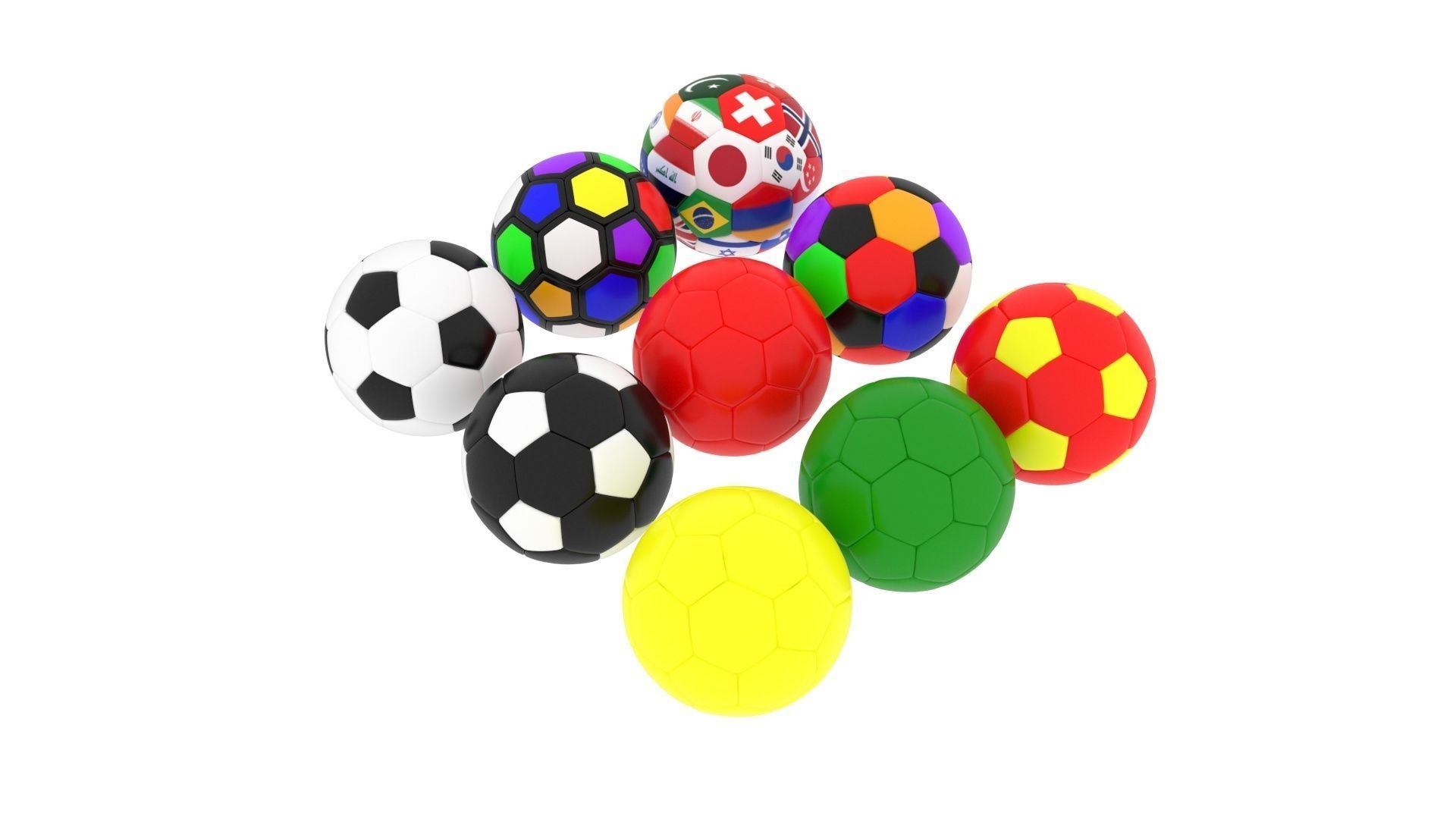 Soccer Balls Set 3D model | CGTrader