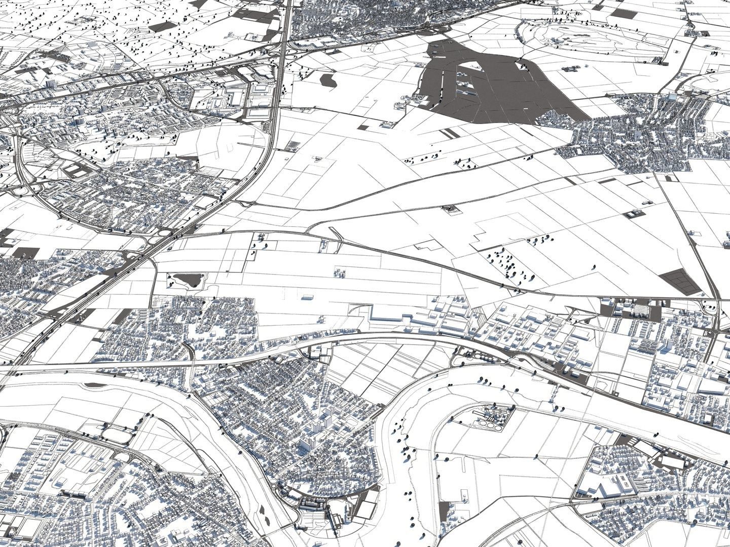 Mannheim Germany 50x50km 3D City Map 3D model | CGTrader