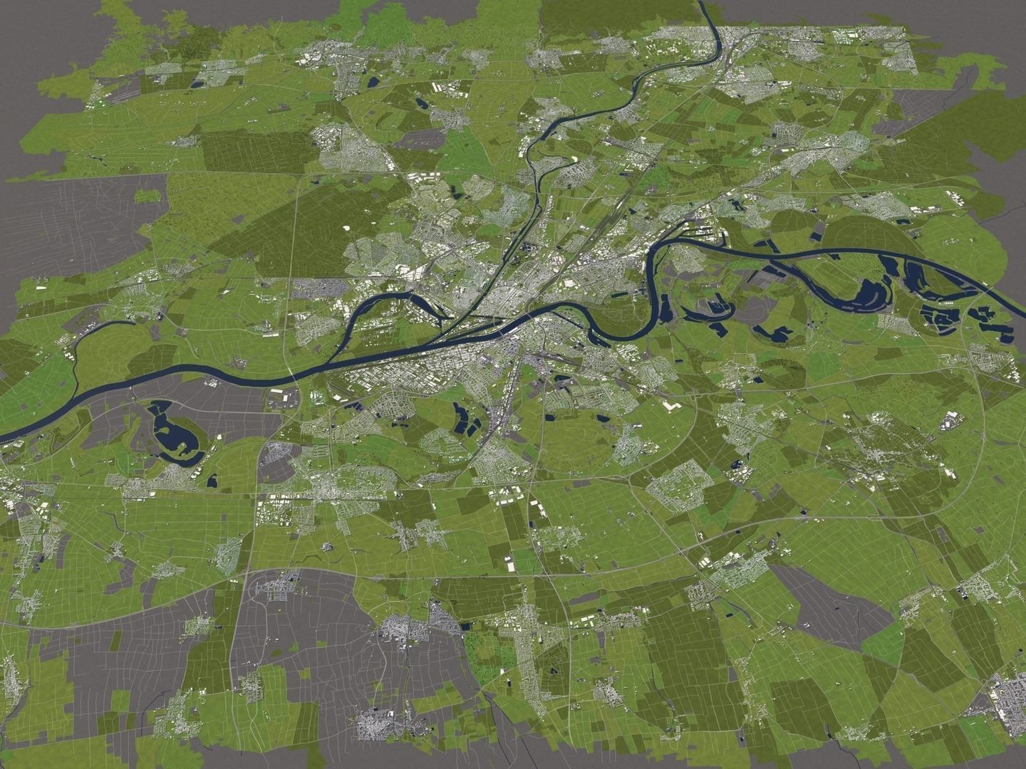 Mannheim Germany 50x50km 3D City Map 3D model | CGTrader