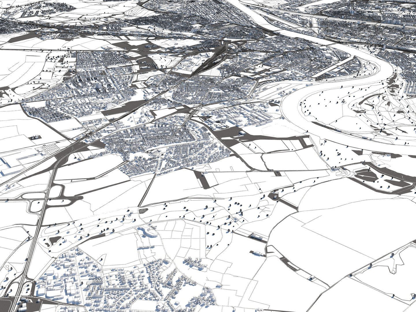 Mannheim Germany 50x50km 3D City Map 3D model | CGTrader