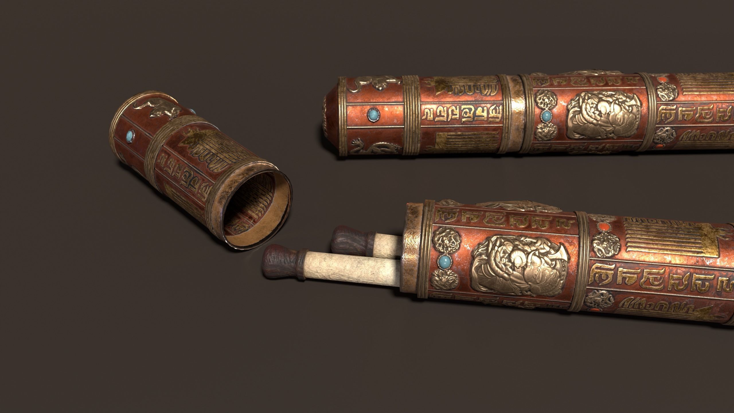 3D model 3D Antique Chinese Scroll Holder VR / AR / low-poly | CGTrader