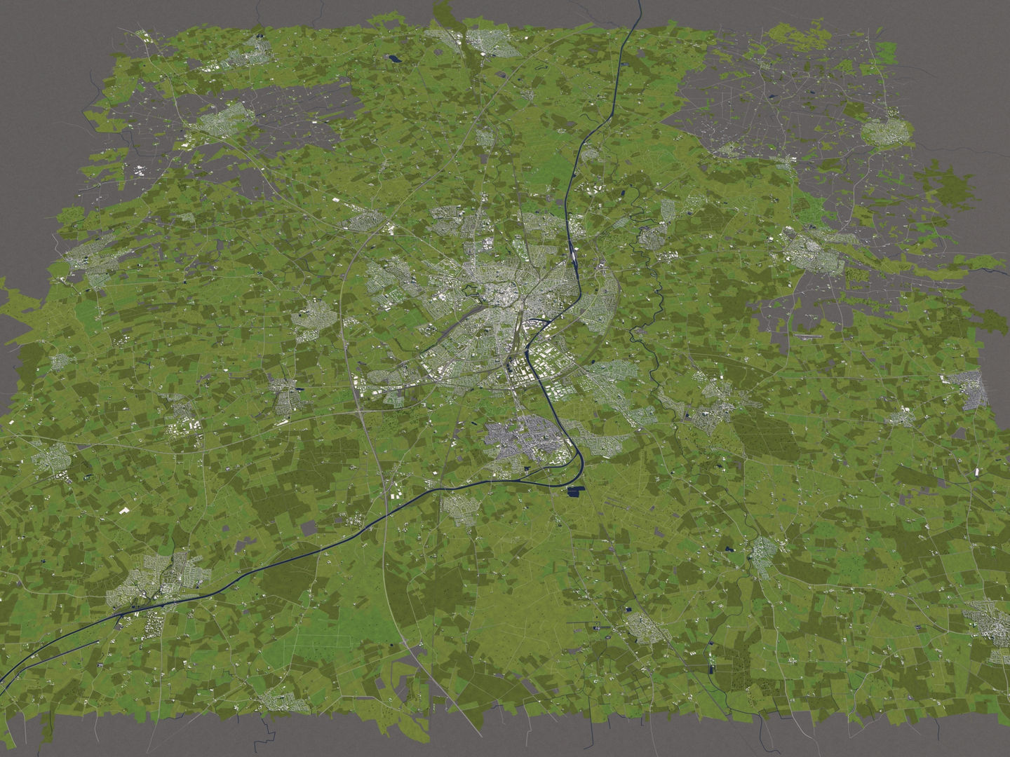 Muenster Germany 50x50km 3D City Map 3D model | CGTrader