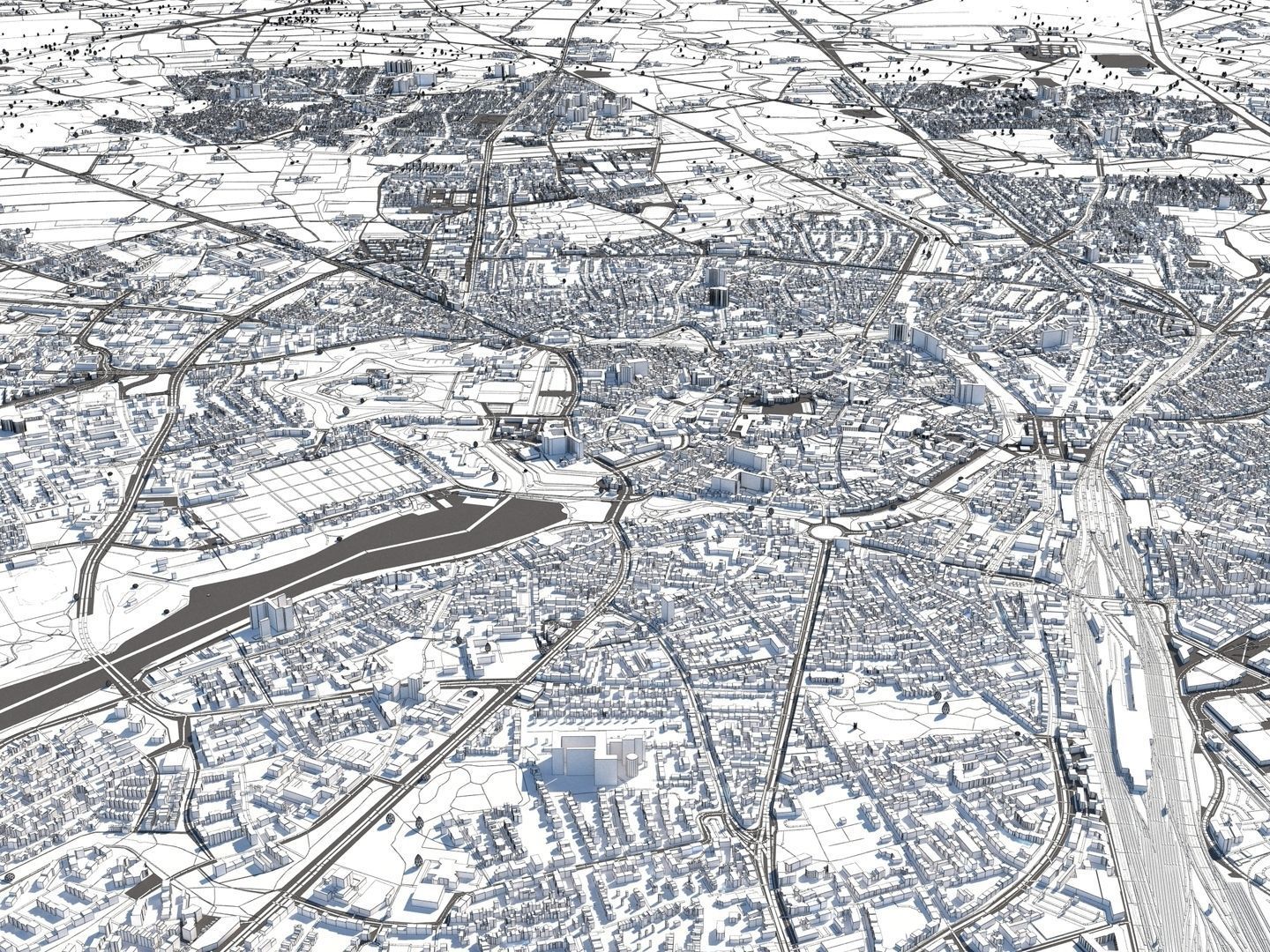 Muenster Germany 50x50km 3D City Map 3D model | CGTrader