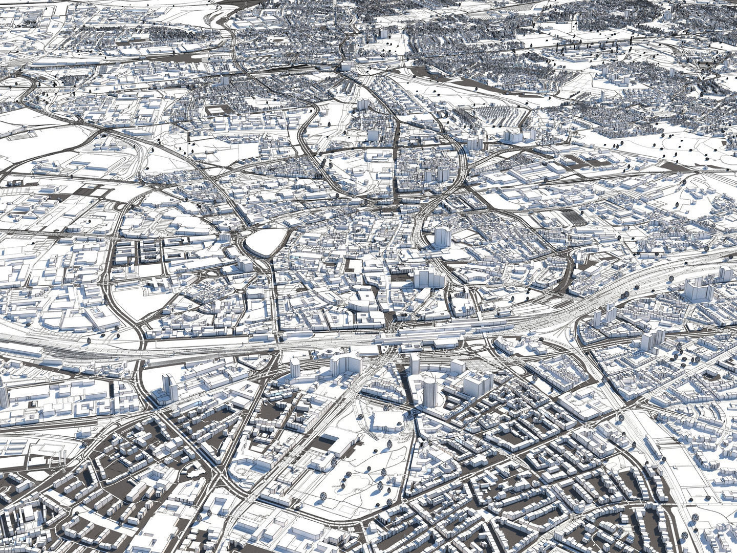 Essen Germany 50x50km 3D City Map 3D model | CGTrader