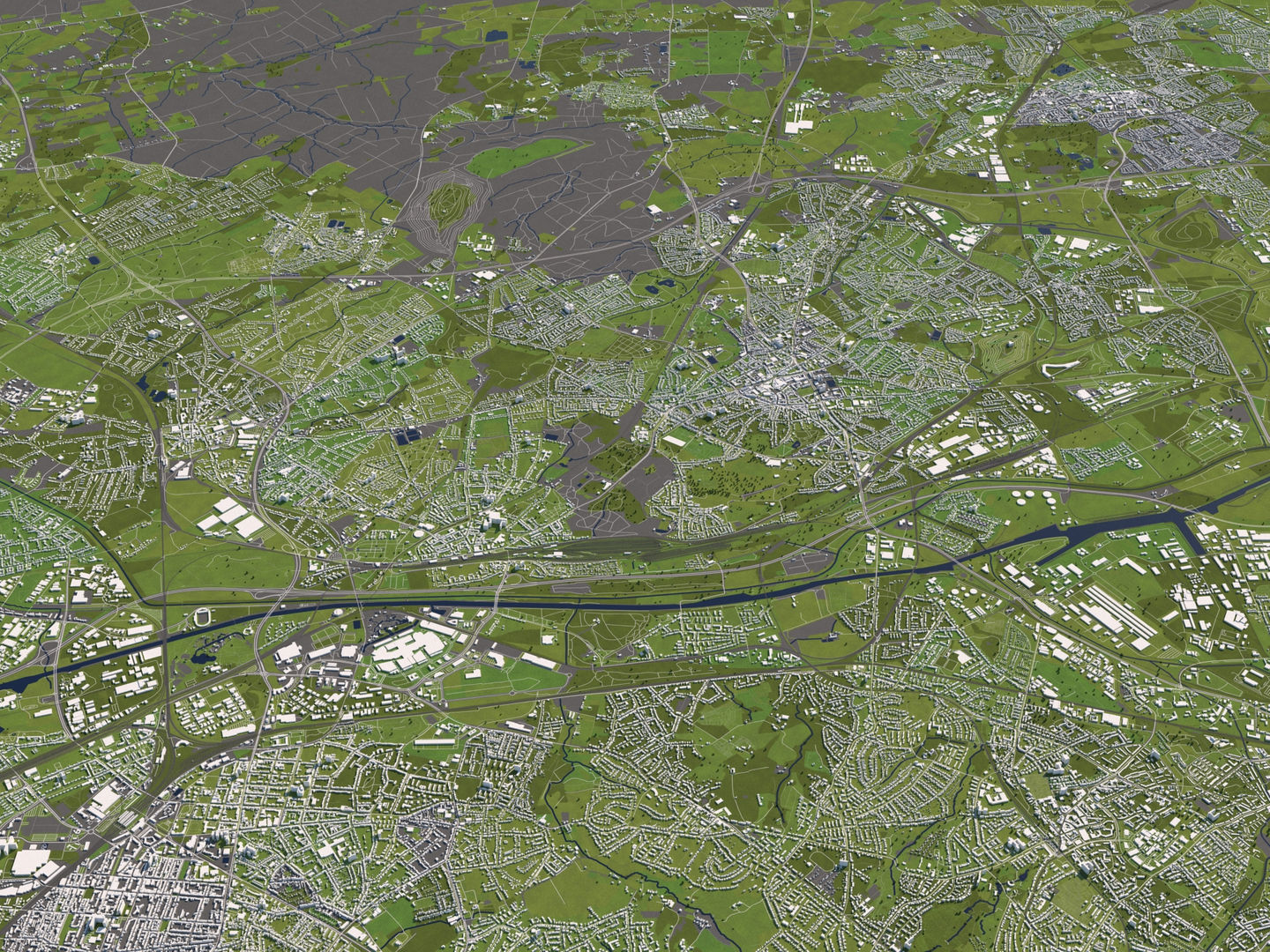 Essen Germany 50x50km 3D City Map 3D model | CGTrader