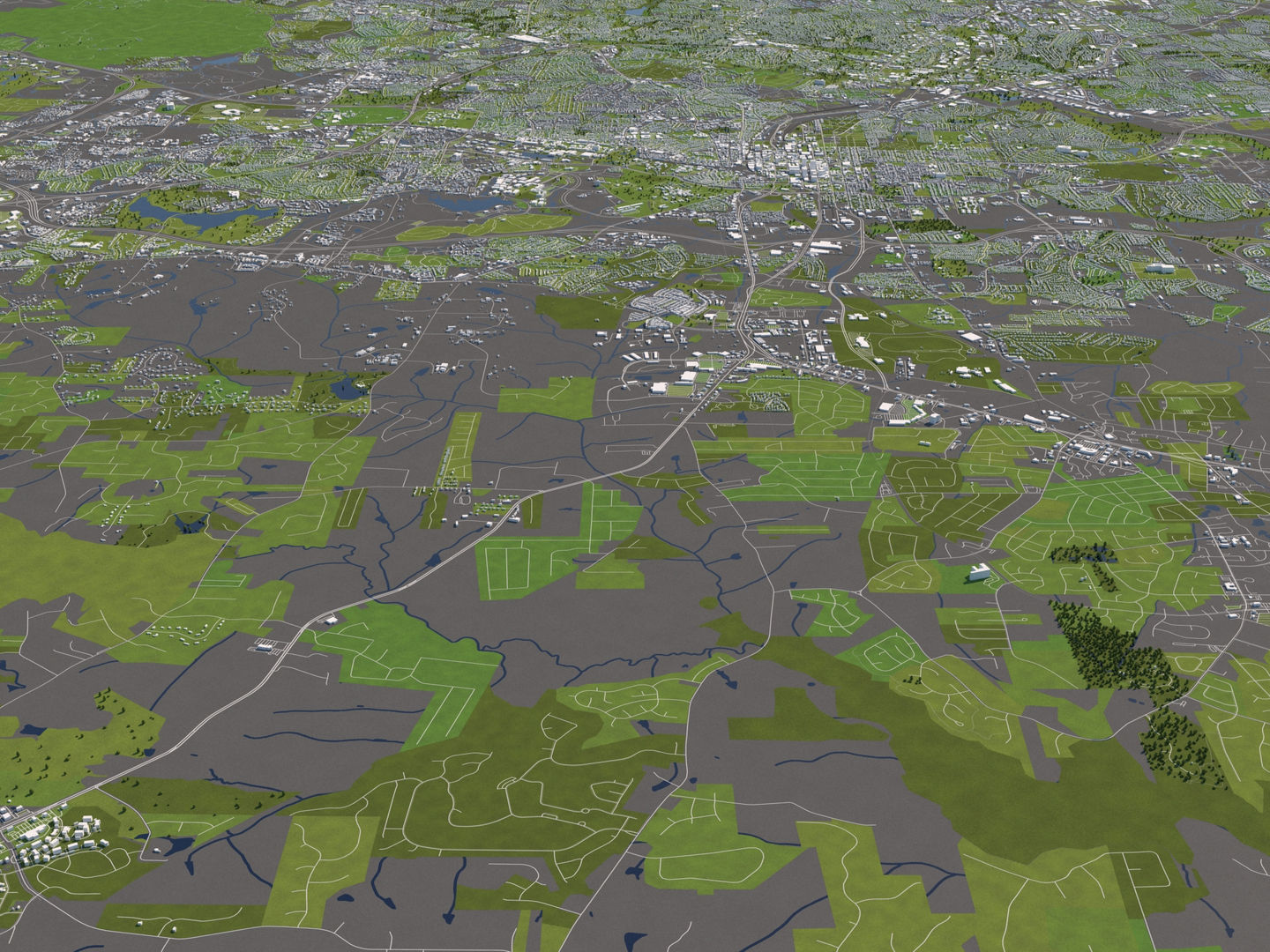 Raleigh 50x50km 3D City Map 3D model | CGTrader