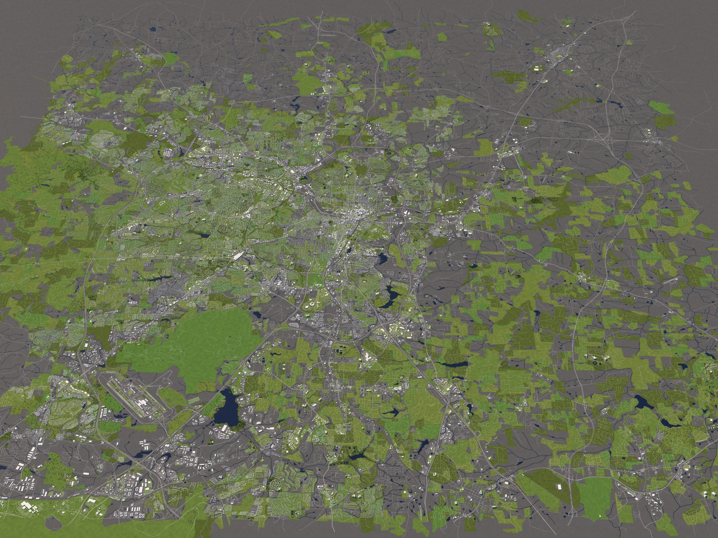 Raleigh 50x50km 3D City Map 3D model | CGTrader