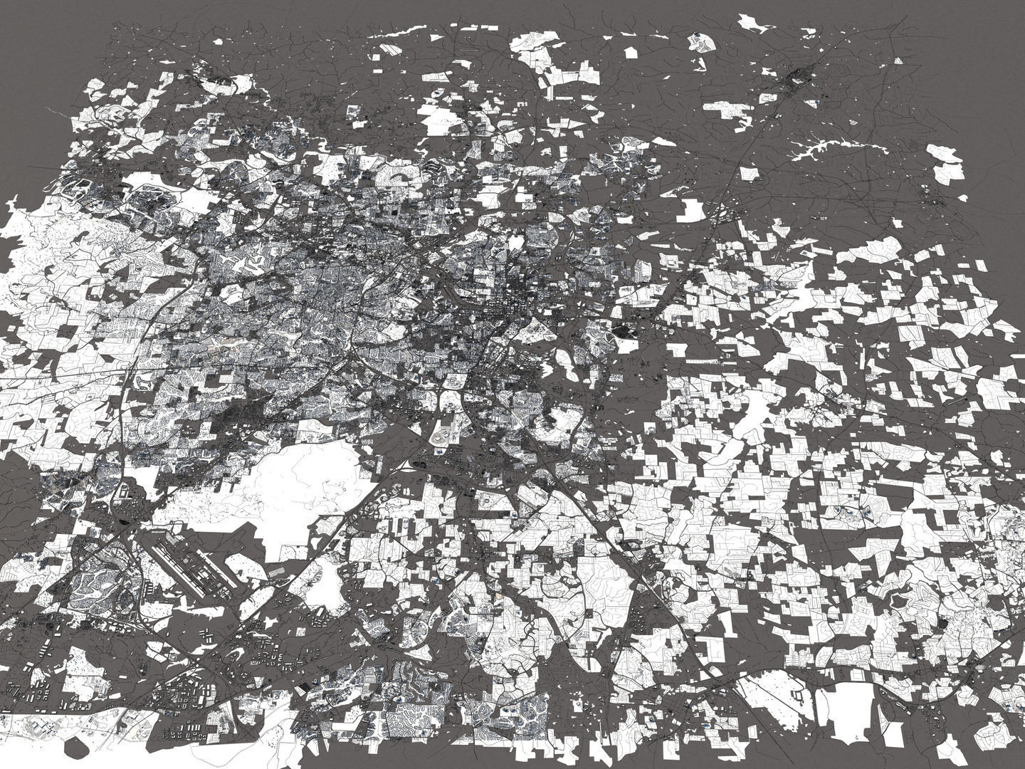 Raleigh 50x50km 3D City Map 3D model | CGTrader