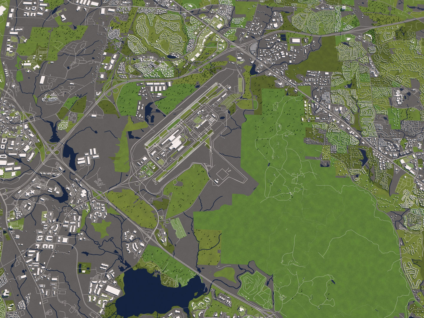 Raleigh 50x50km 3D City Map 3D model | CGTrader