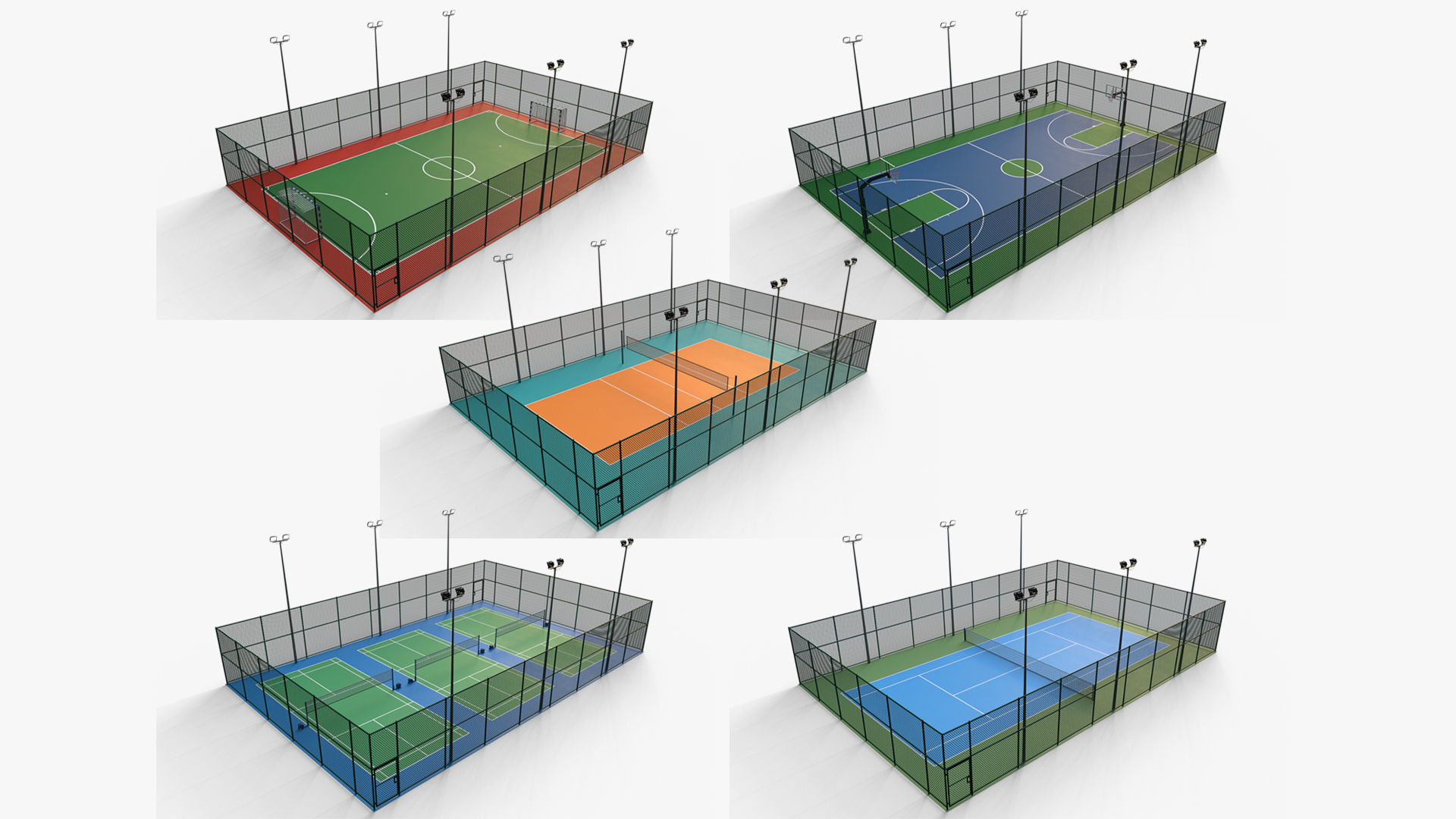 3D model PBR Outdoor Multi Modular Sports Game Court VR / AR / low-poly ...