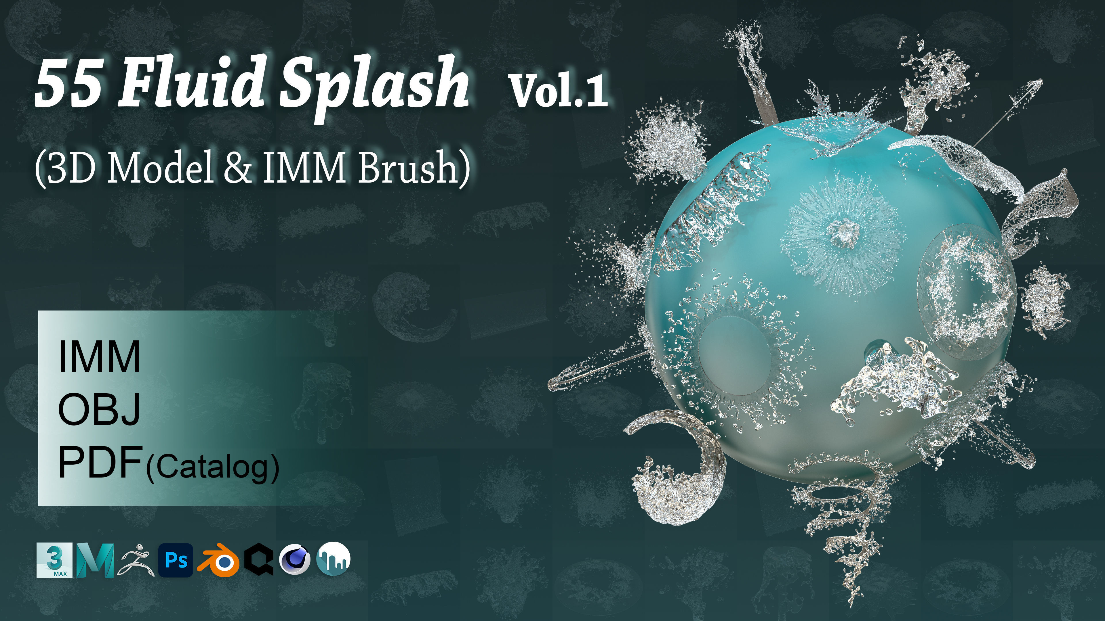 55 Fluid Splash 3D Model and IMM Brush 3D model | CGTrader
