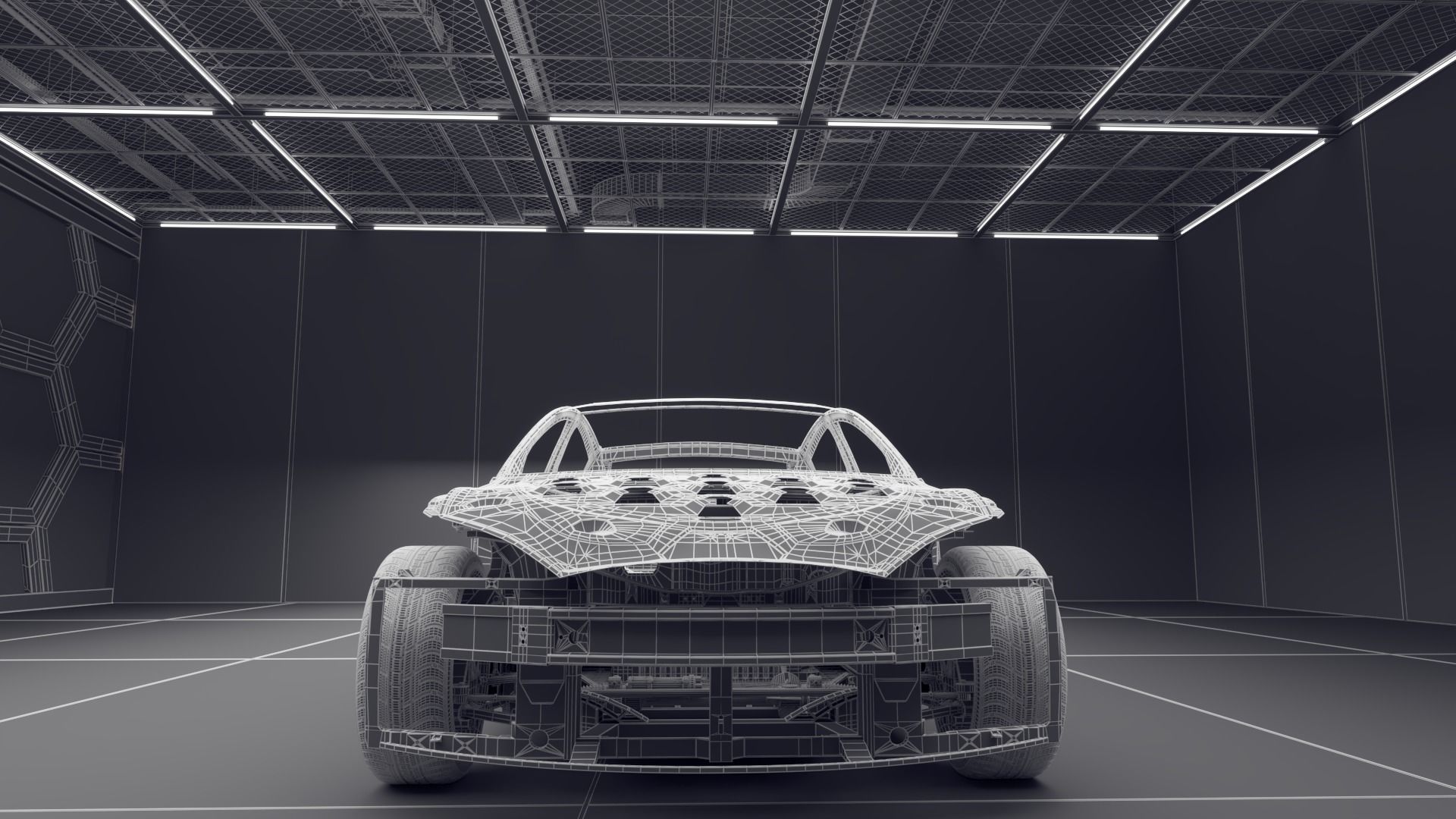 Tesla Model S Frame and Chassis in the interior model 3D model rigged ...