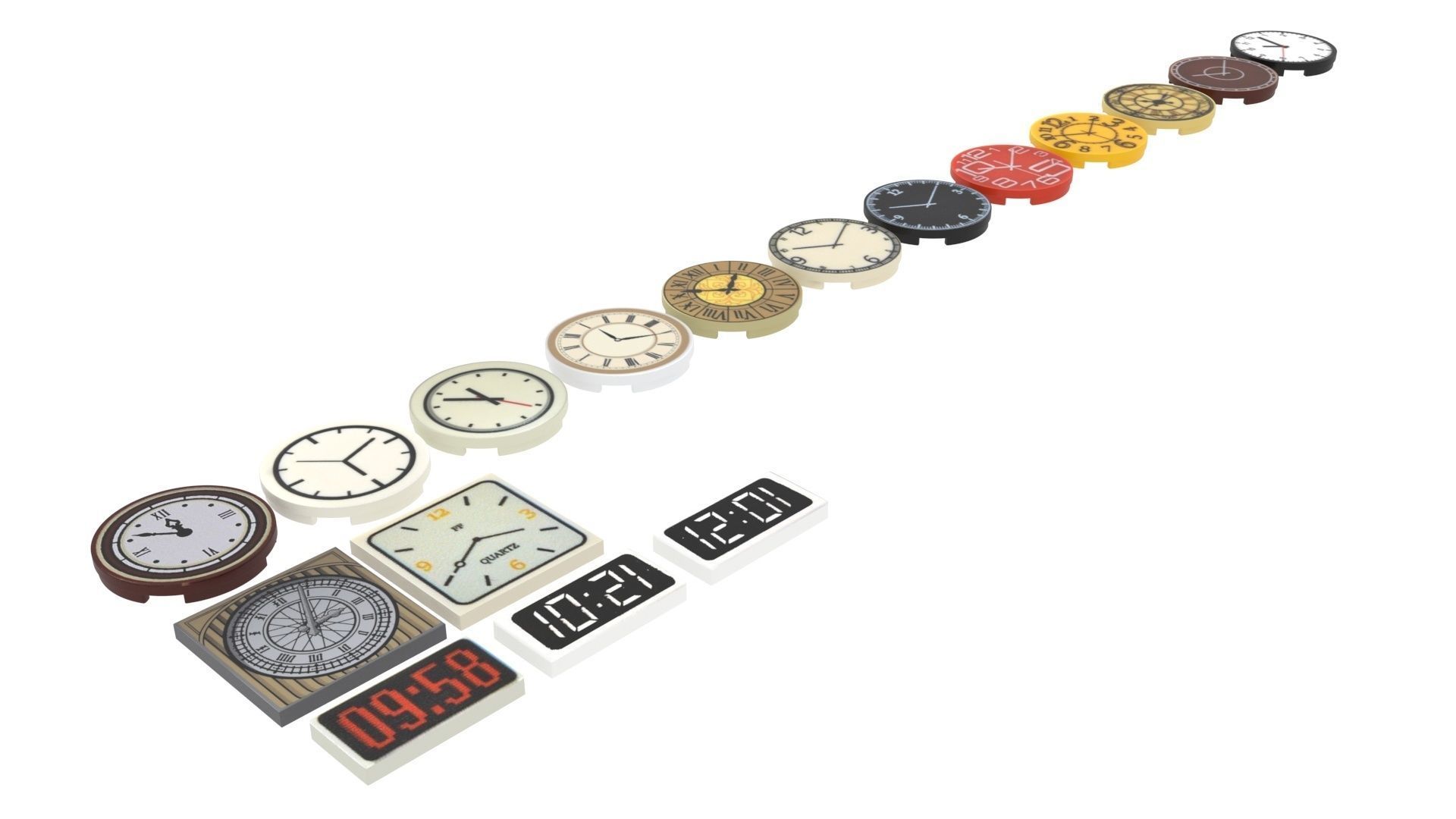 Clock Lego Tiles Set 3D model | CGTrader