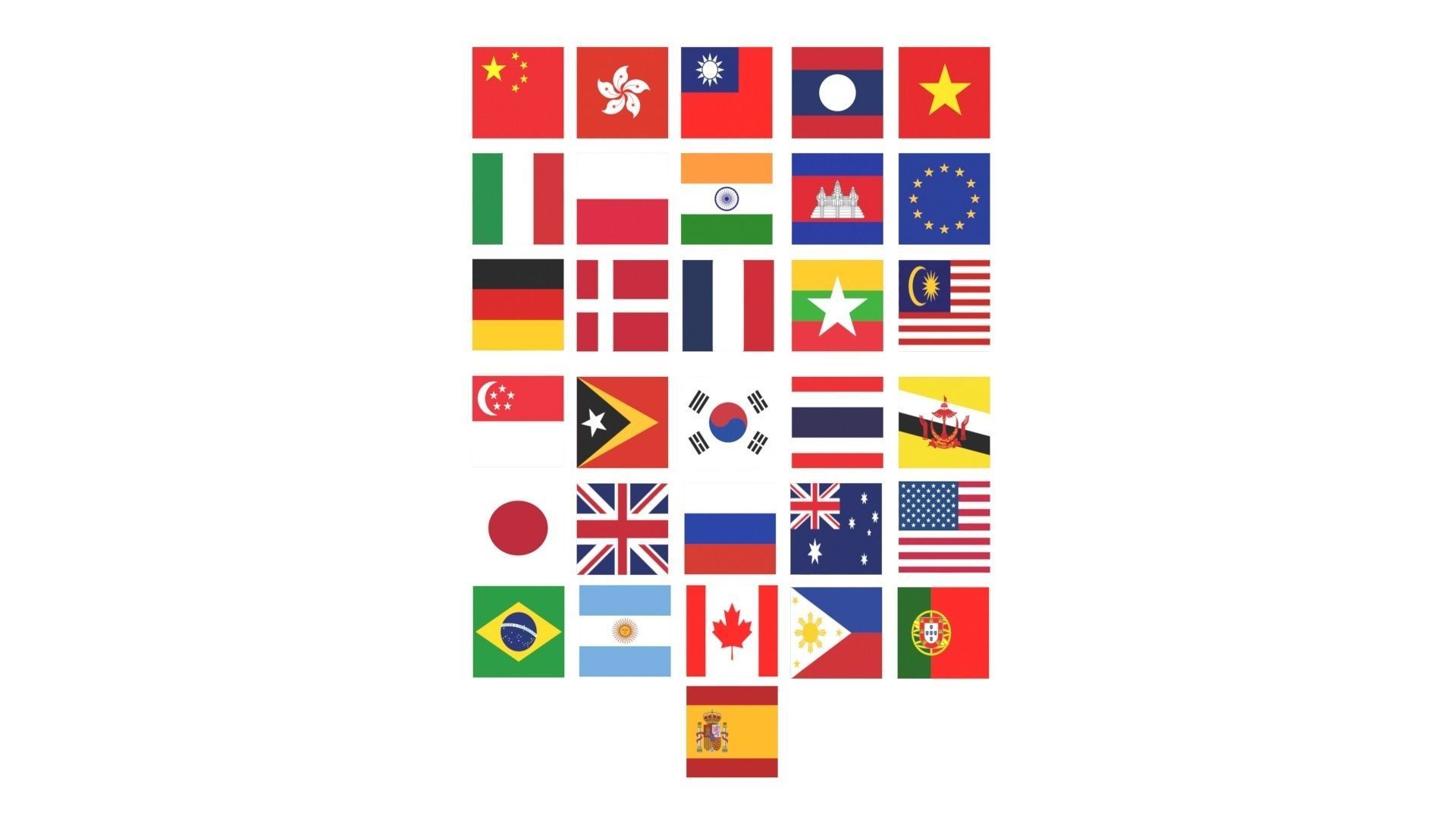 Flags Lego Tiles Set 3D model | CGTrader