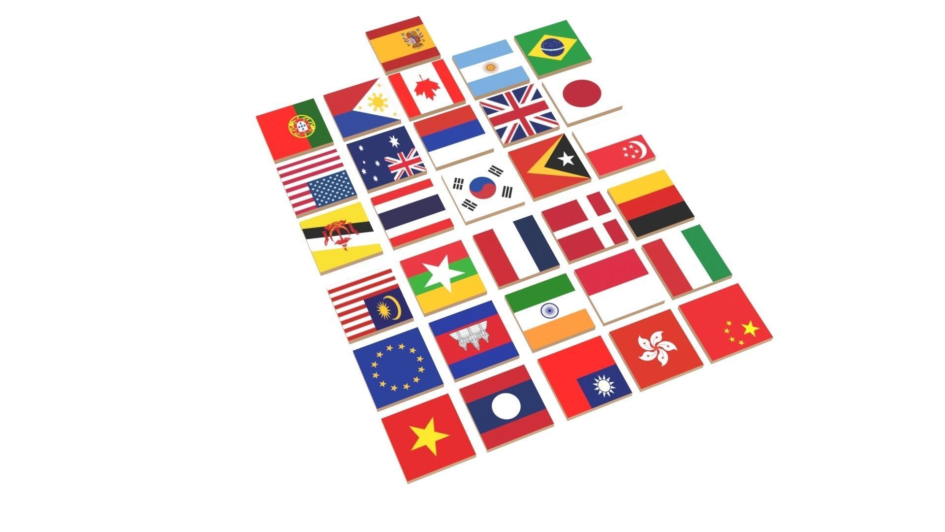 Flags Lego Tiles Set 3D model | CGTrader