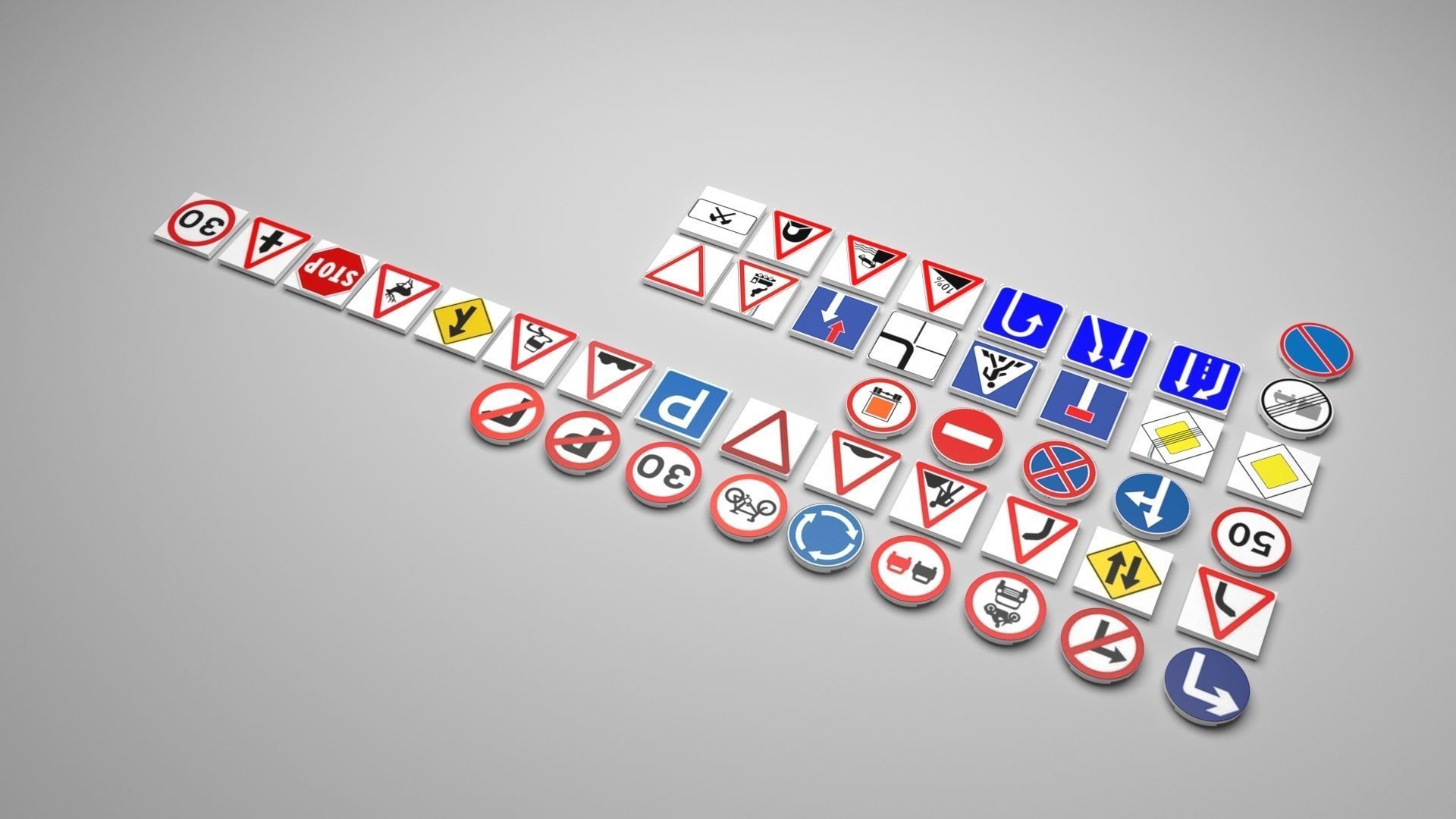 Lego Tiles With Road Sign Sticker 3D model | CGTrader