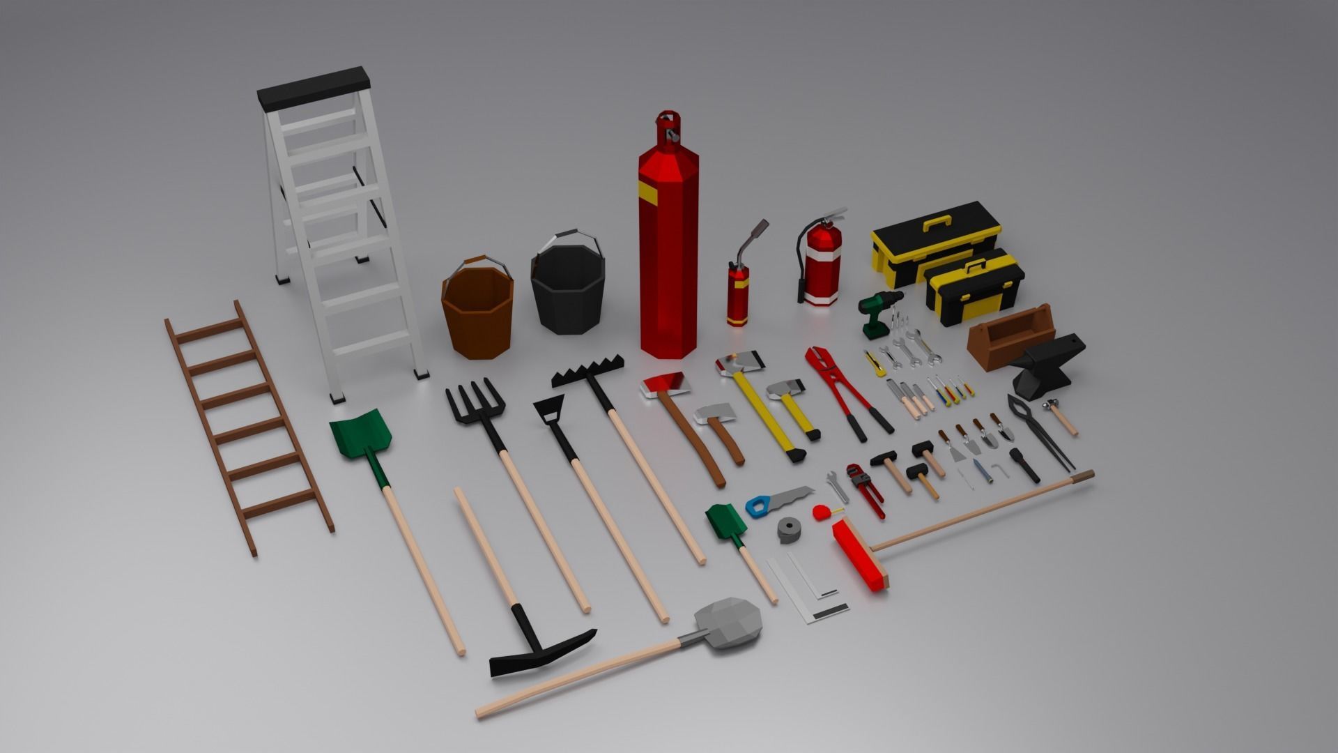 Tools Set Low-Poly 3D model | CGTrader