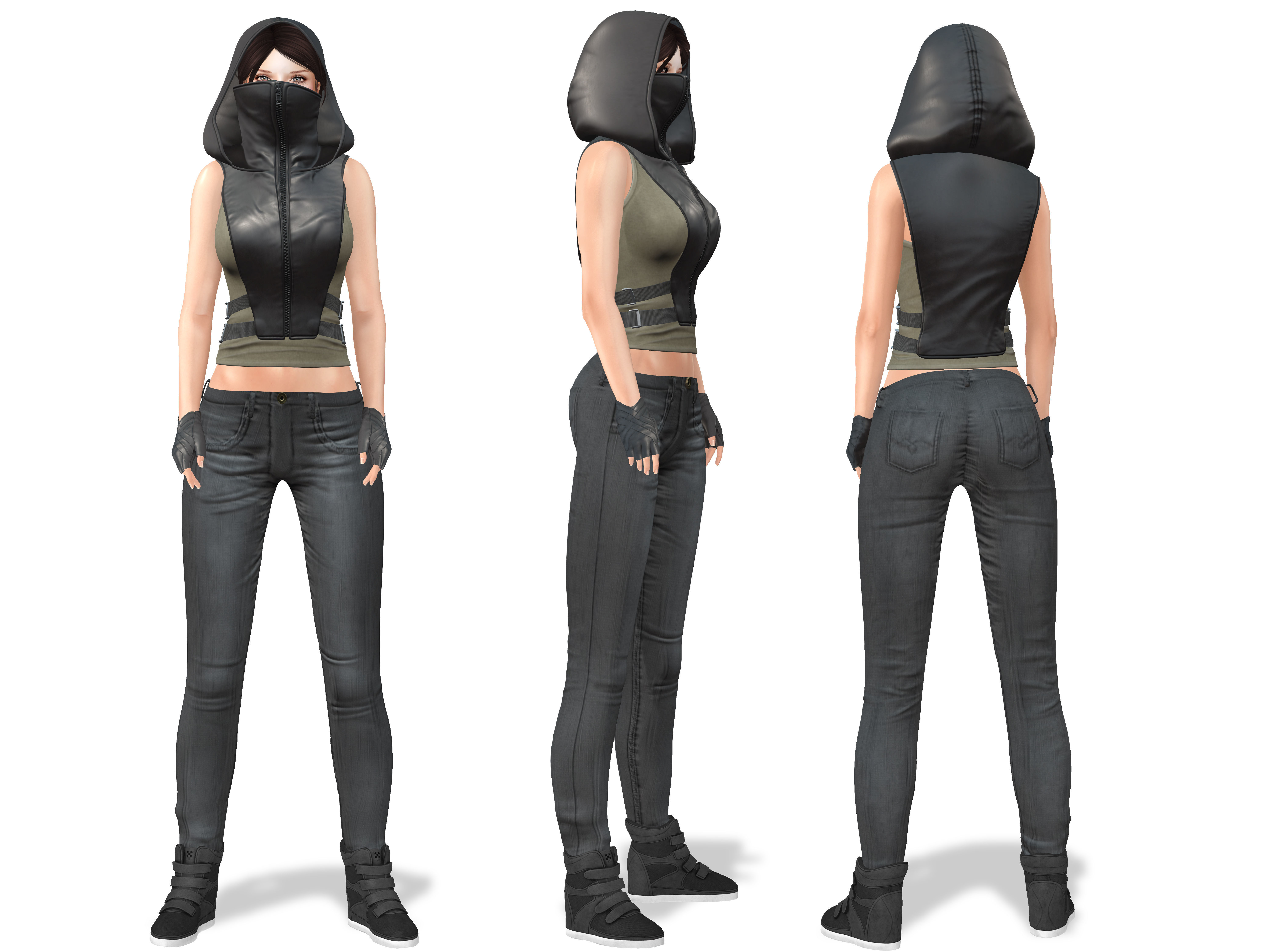 3D model Full Rebellion Outfit Pants Top Gloves VR / AR / low-poly ...