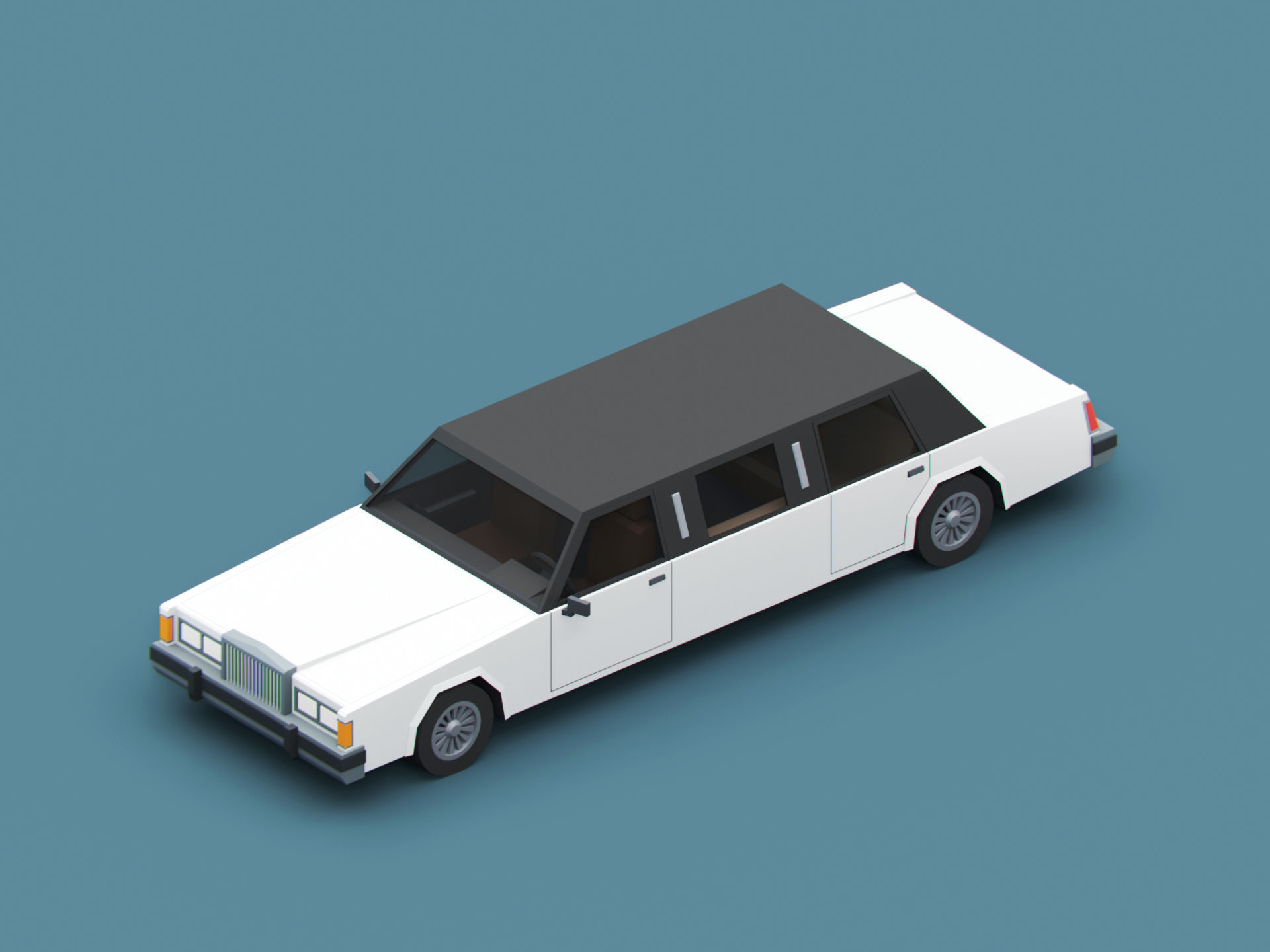 3D model Stylized Cartoon Limousine 80s VR / AR / low-poly | CGTrader