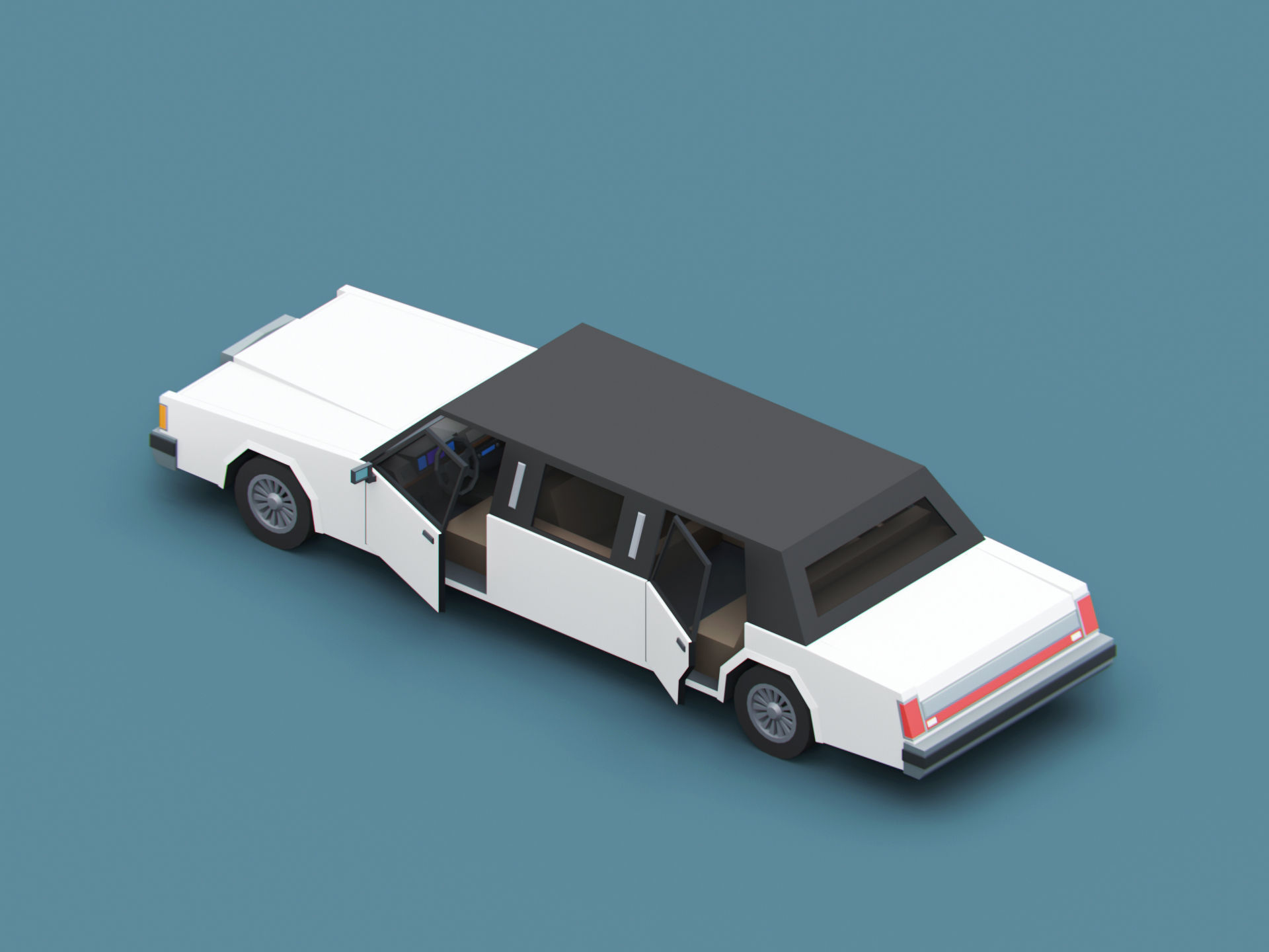 3D model Stylized Cartoon Limousine 80s VR / AR / low-poly | CGTrader